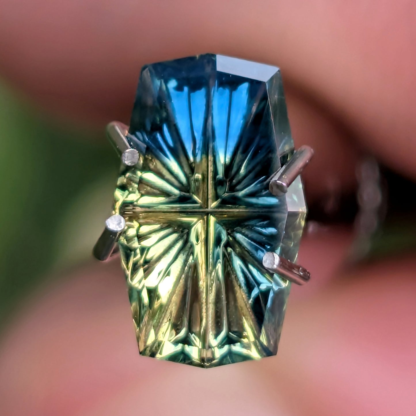 Parti Sapphire, 0.95 cts., 8.8 x 5.3 mm, Fantasy Cushion, Blue, Yellow ...